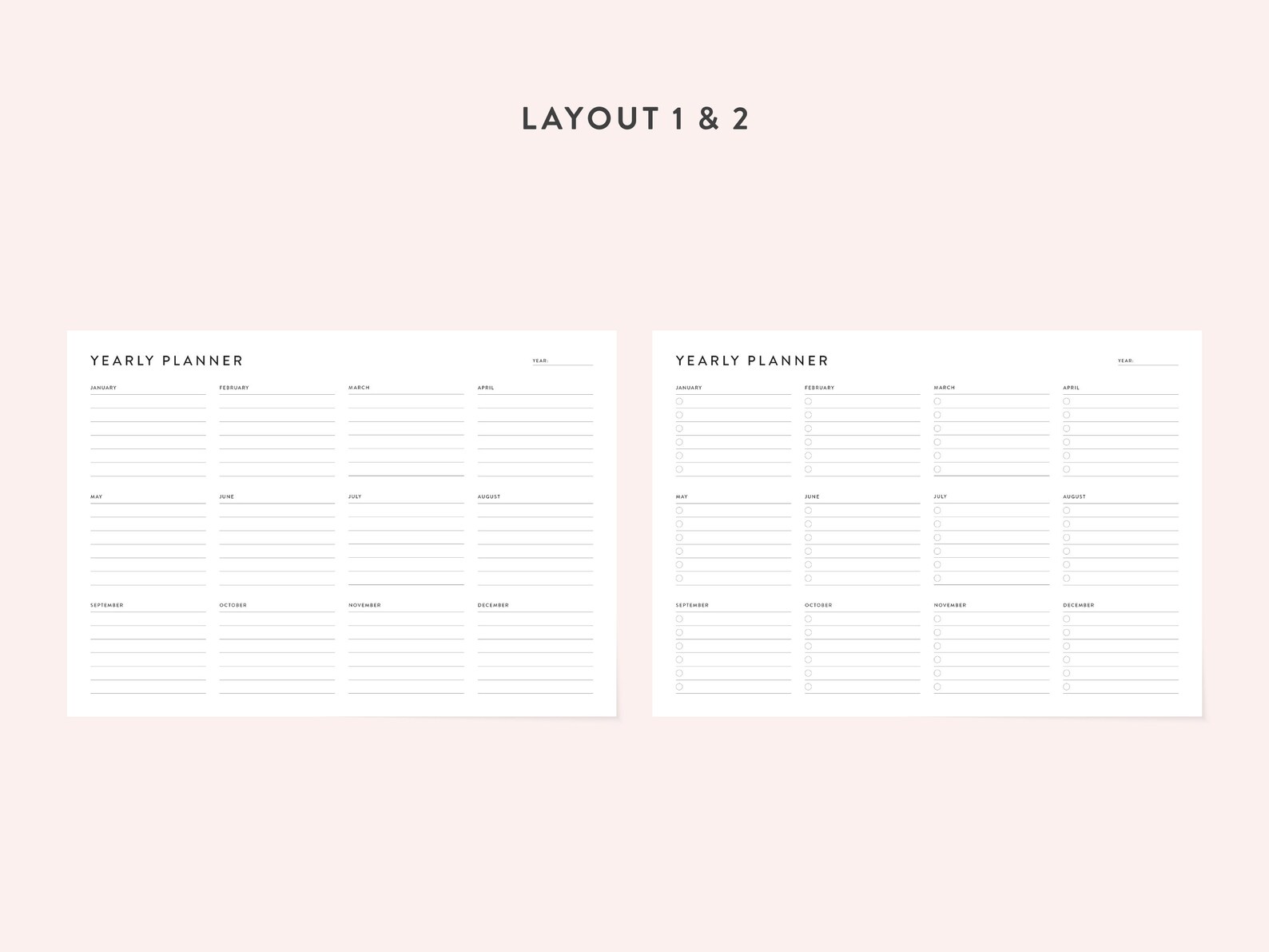 Printable Yearly Planner, Fillable | Undated Yearly Planner, Year at A ...