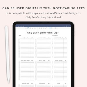 Printable Grocery Shopping List, Fillable Shopping List, Grocery ...