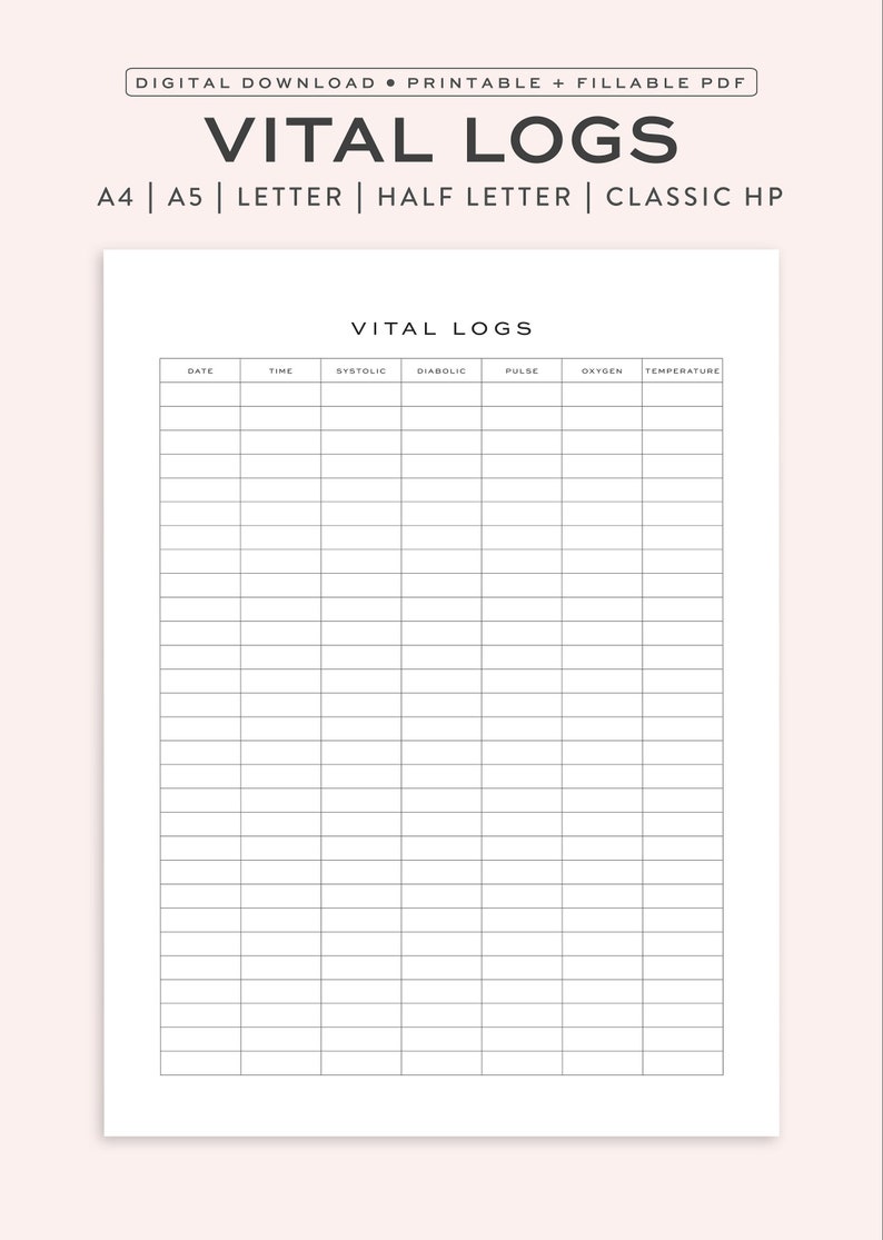 Printable Vital Signs Fillable Vital Signs Sheet Vital Logs - Etsy ... Printable Vital Signs Fillable Vital Signs Sheet Vital Logs - Etsy ...