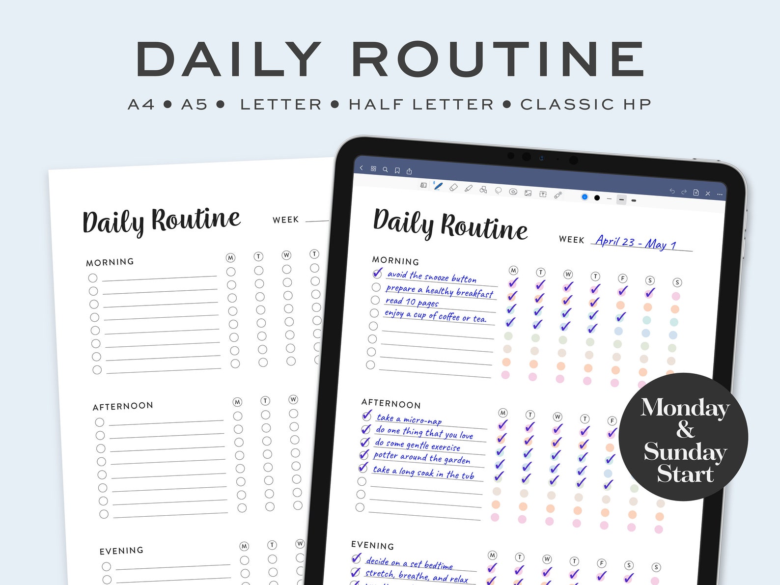 Printable Daily Routine Tracker, Fillable Daily Planner, Routine ...