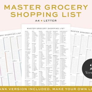 Printable Master Grocery List Fillable Master Shopping List - Etsy UK