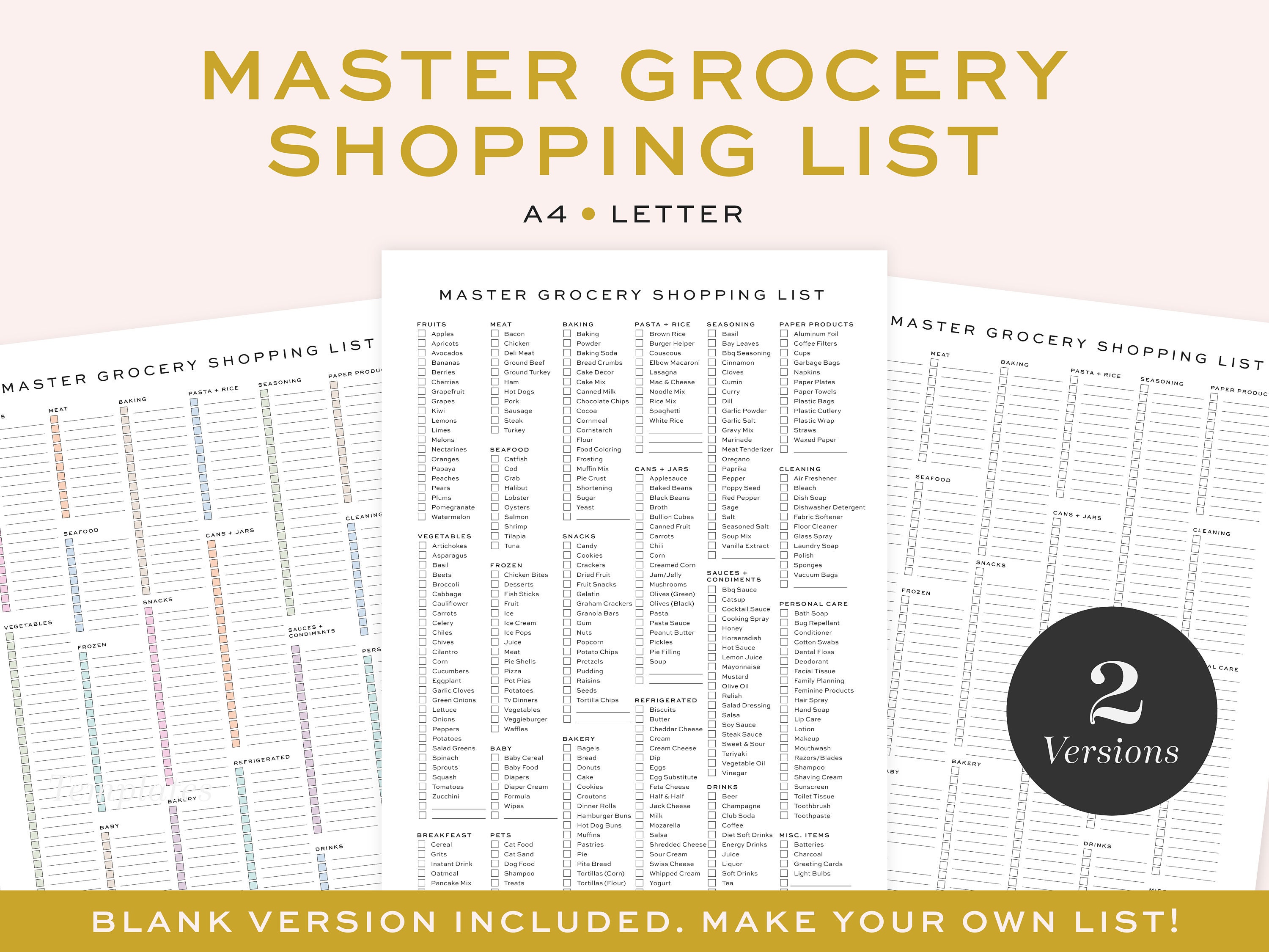 Printable Master Grocery List Fillable Master Shopping List - Etsy UK