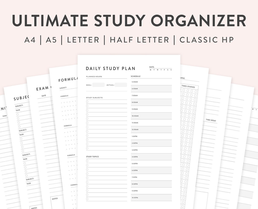 Printable Exam Prep Kit, Ultimate Study Organizer, Student Planner ...