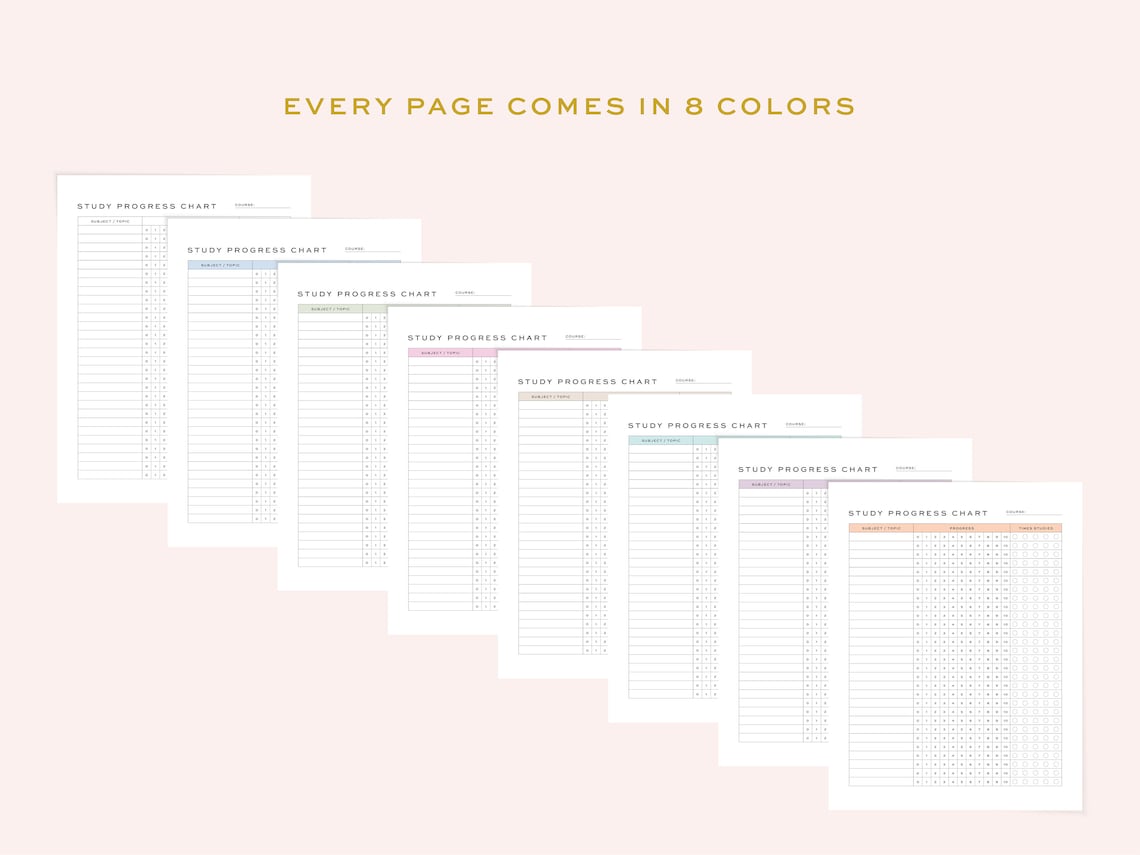 Printable Study Progress Chart, Student Study Planner, Study Progress ...