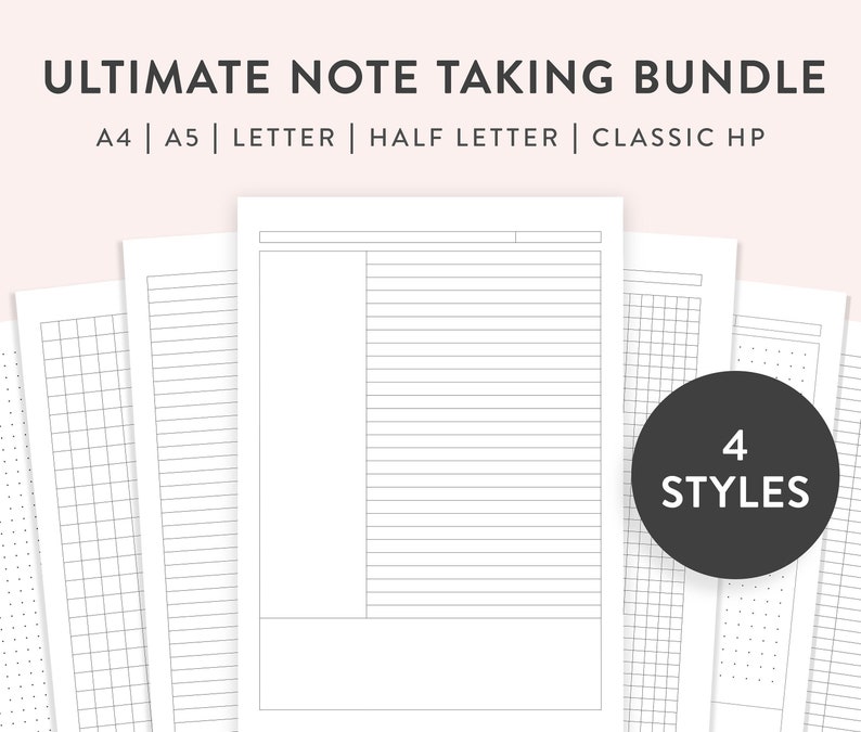 Printable Note Taking Bundle Ruled / Lined Paper Cornell - Etsy