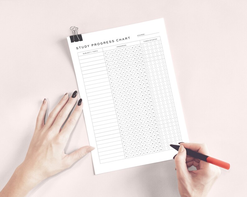 Printable Study Progress Chart Student Study Planner Study - Etsy