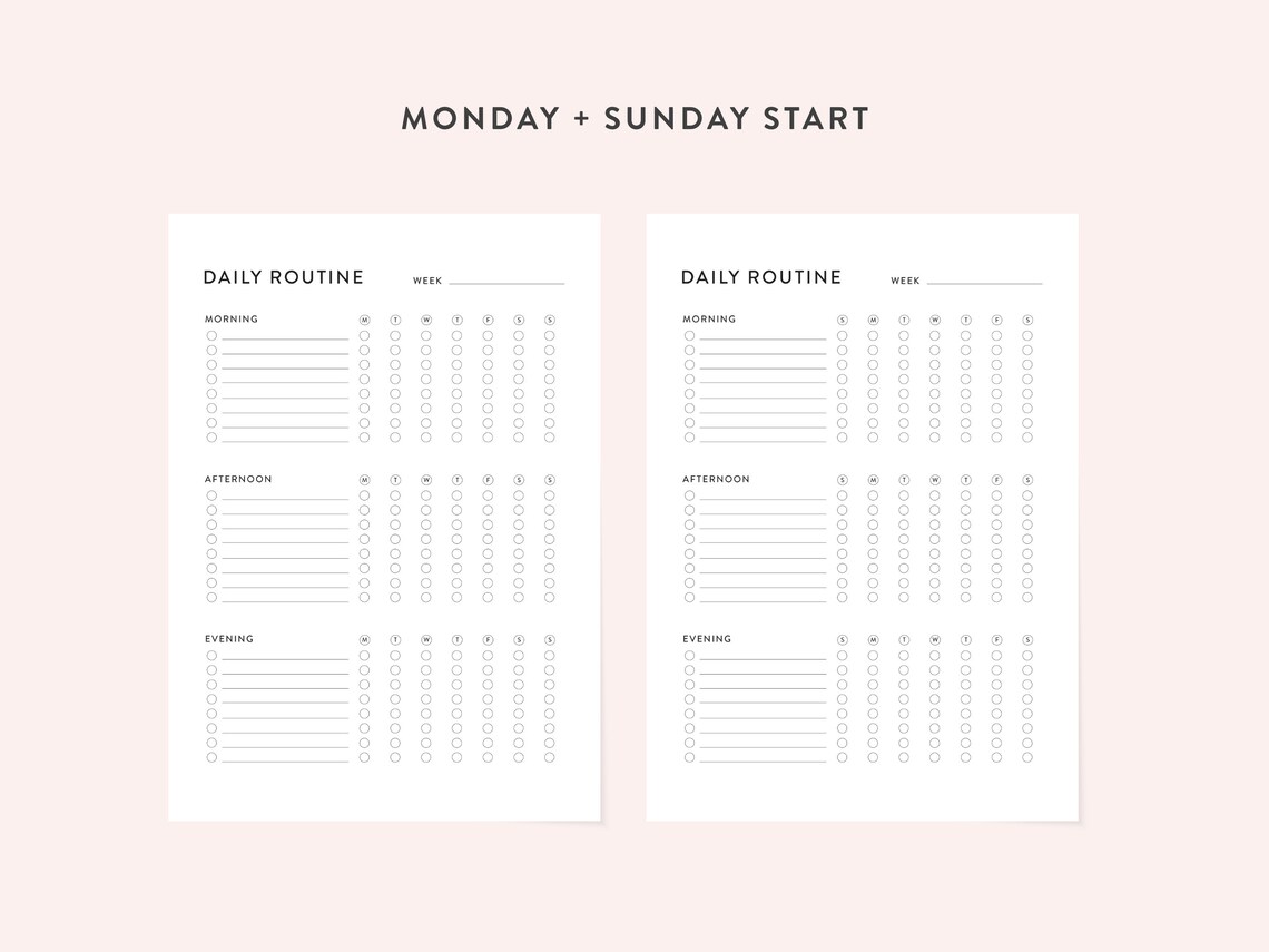 Printable Daily Routine Tracker, Fillable Daily Planner, Routine ...
