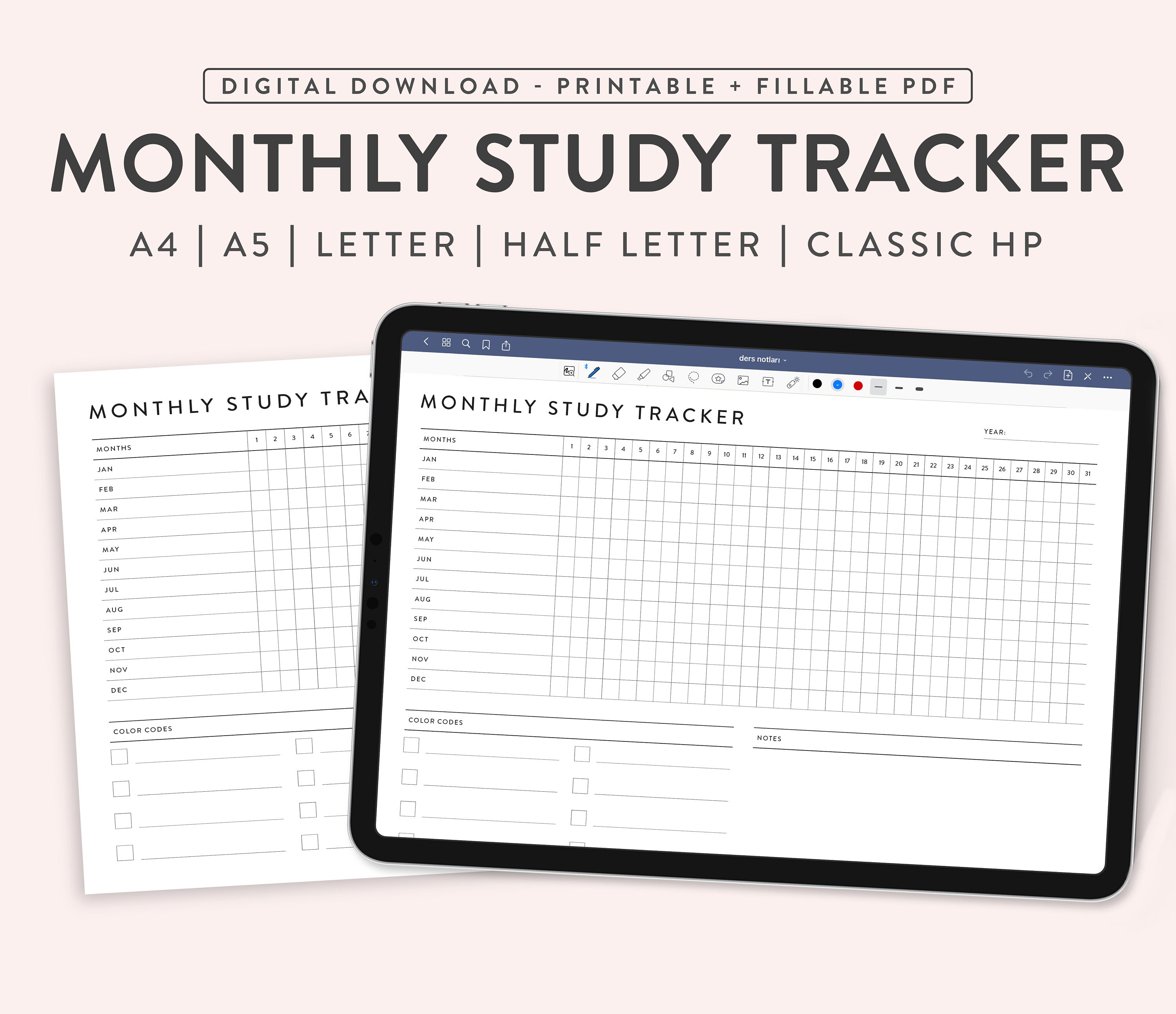 Printable Monthly Study Tracker, Monthly Student Organizer, Study ...