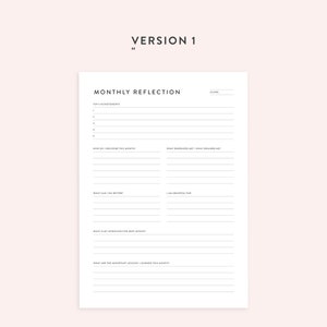 Printable Monthly Reflection, Fillable | Monthly Review Template - Goal ...