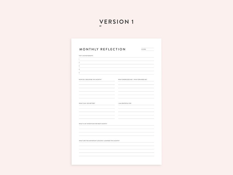Printable Monthly Reflection, Fillable | Monthly Review Template - Goal ...