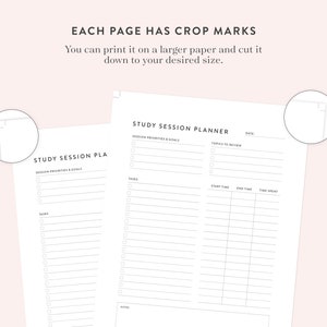 Printable Study Session Planner, Student Session Organizer, Study Time ...