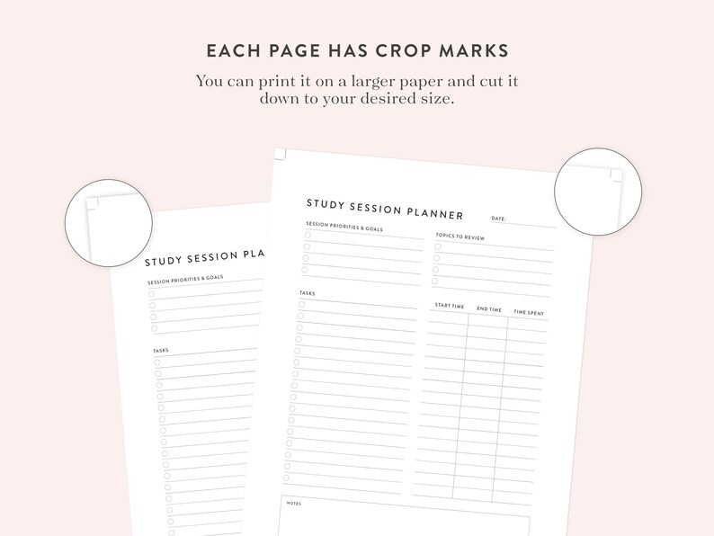Printable Study Session Planner, Student Session Organizer, Study Time ...