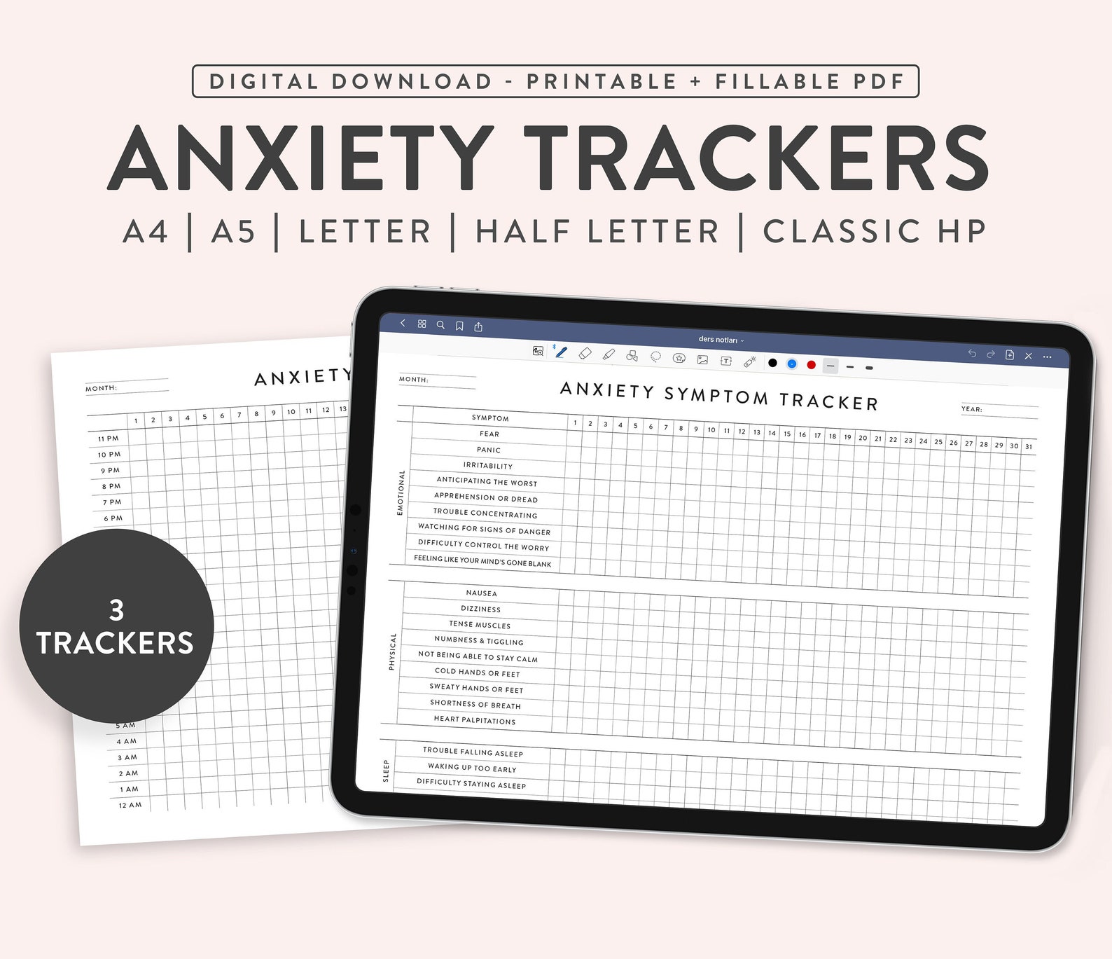 Printable Anxiety Trackers Monthly Anxiety Relief Worksheet - Etsy
