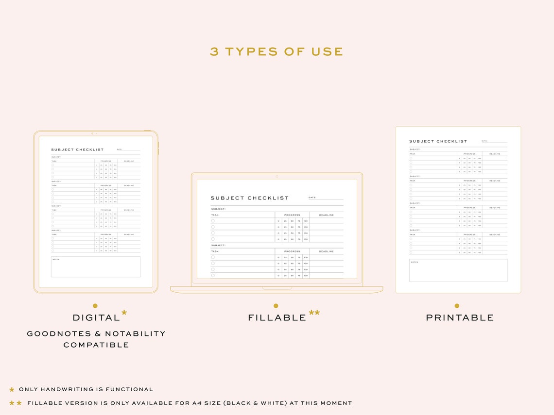 Printable Subject Checklist Study Progress Tracker Student - Etsy