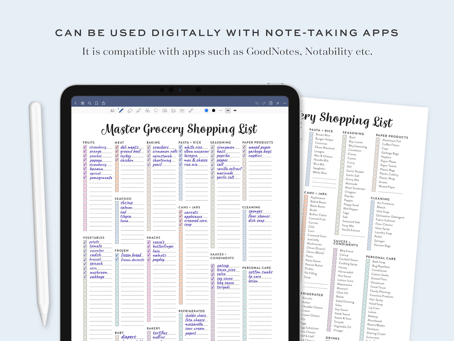 Printable Master Grocery List, Fillable Master Shopping List, Grocery ...