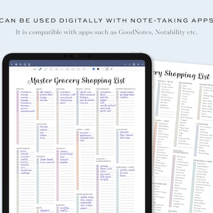 Printable Master Grocery List, Fillable Master Shopping List, Grocery ...