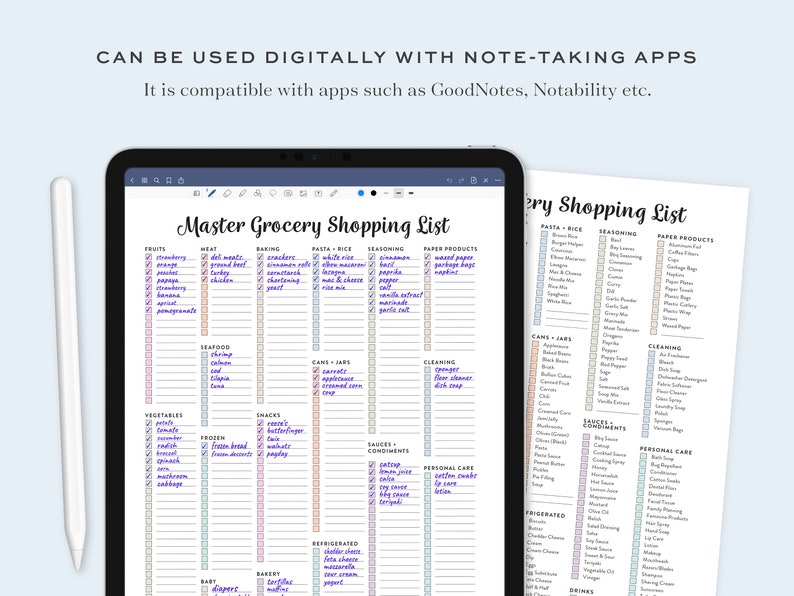 Printable Master Grocery List, Fillable Master Shopping List, Grocery ...