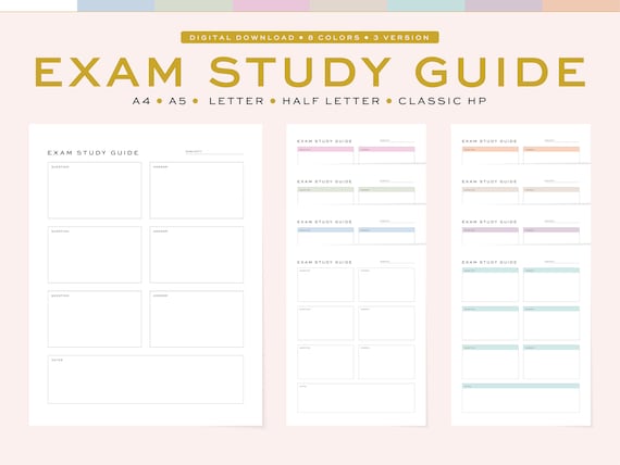 Printable Exam Study Guide Exam Planner for Students - Etsy