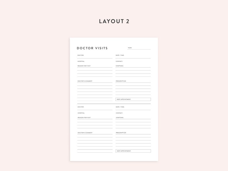 Printable Doctor Visit Notes Doctor Visit Tracker Health - Etsy