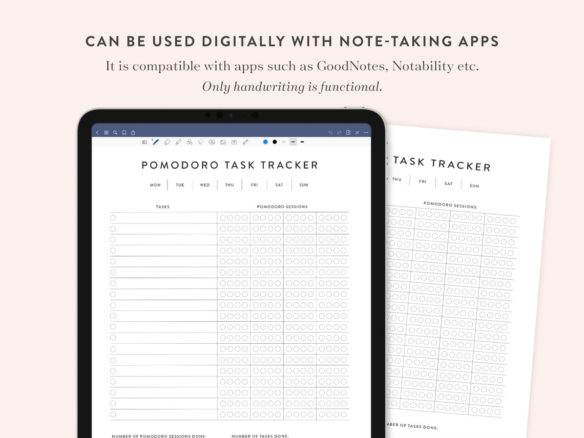 Printable Pomodoro Task Tracker Fillable Pomodoro Work and - Etsy