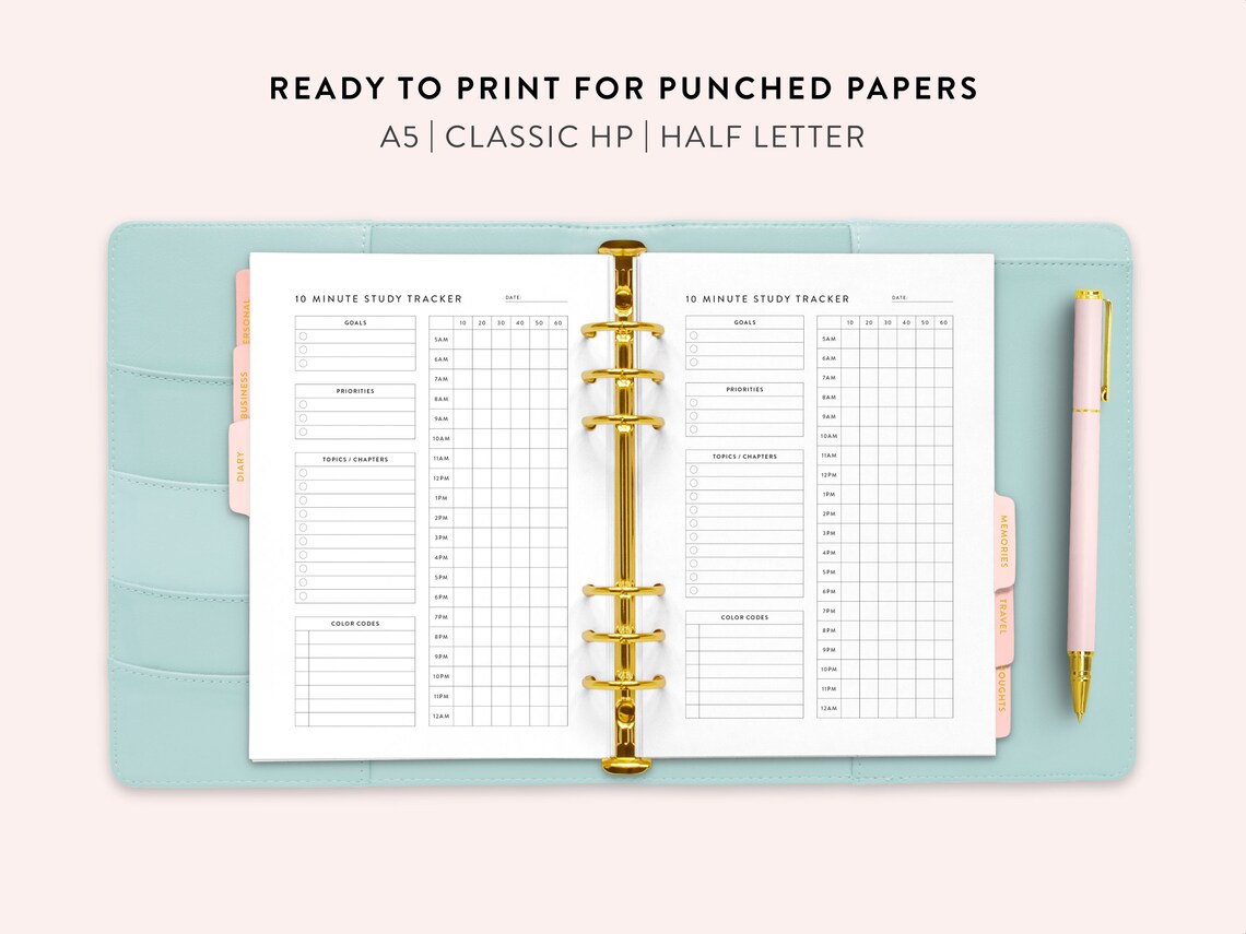 Printable 10 Minute Study Tracker, Study Session Planner, Academic ...