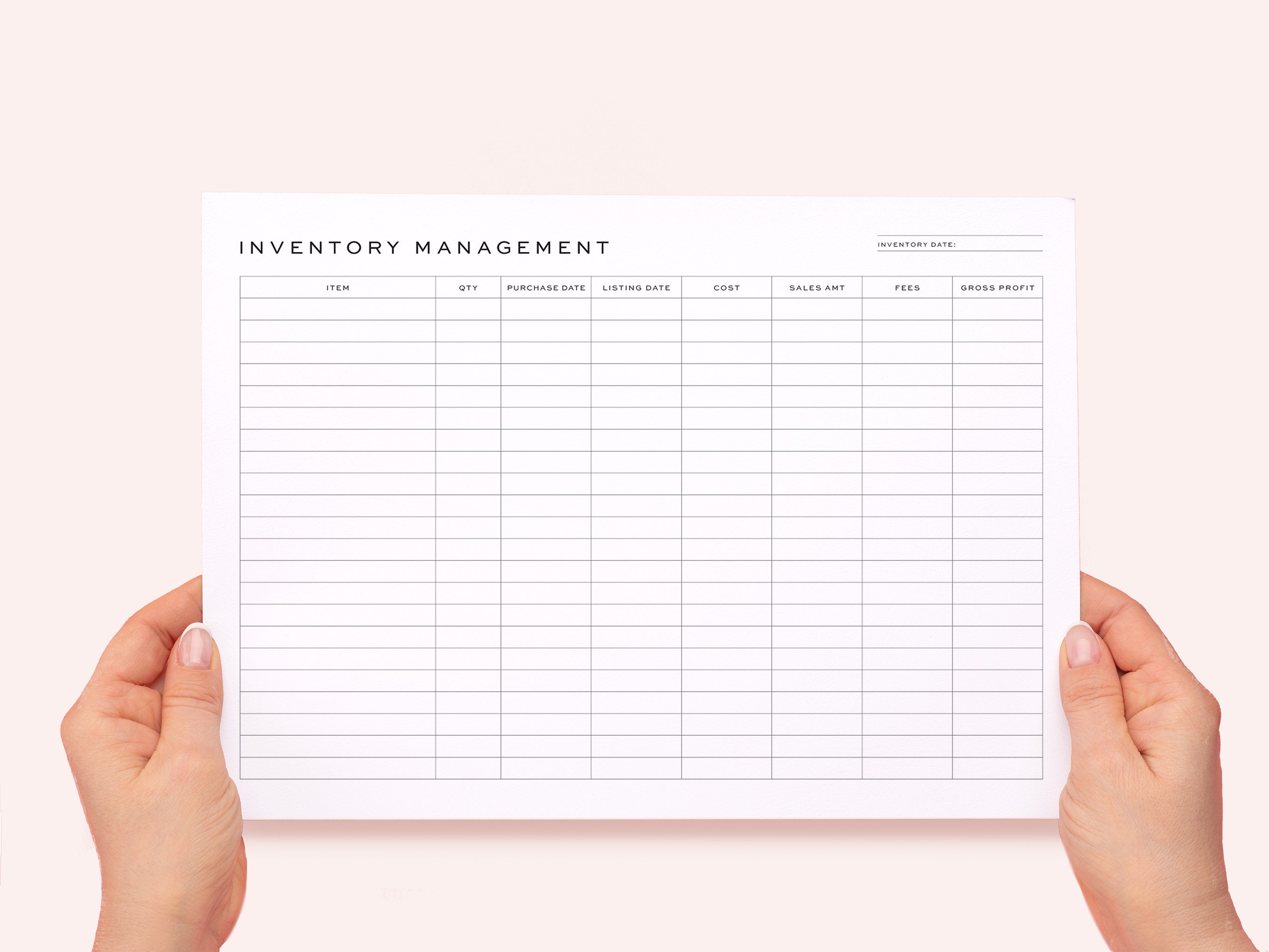 Printable Inventory Management Template, Small Business Inventory ...