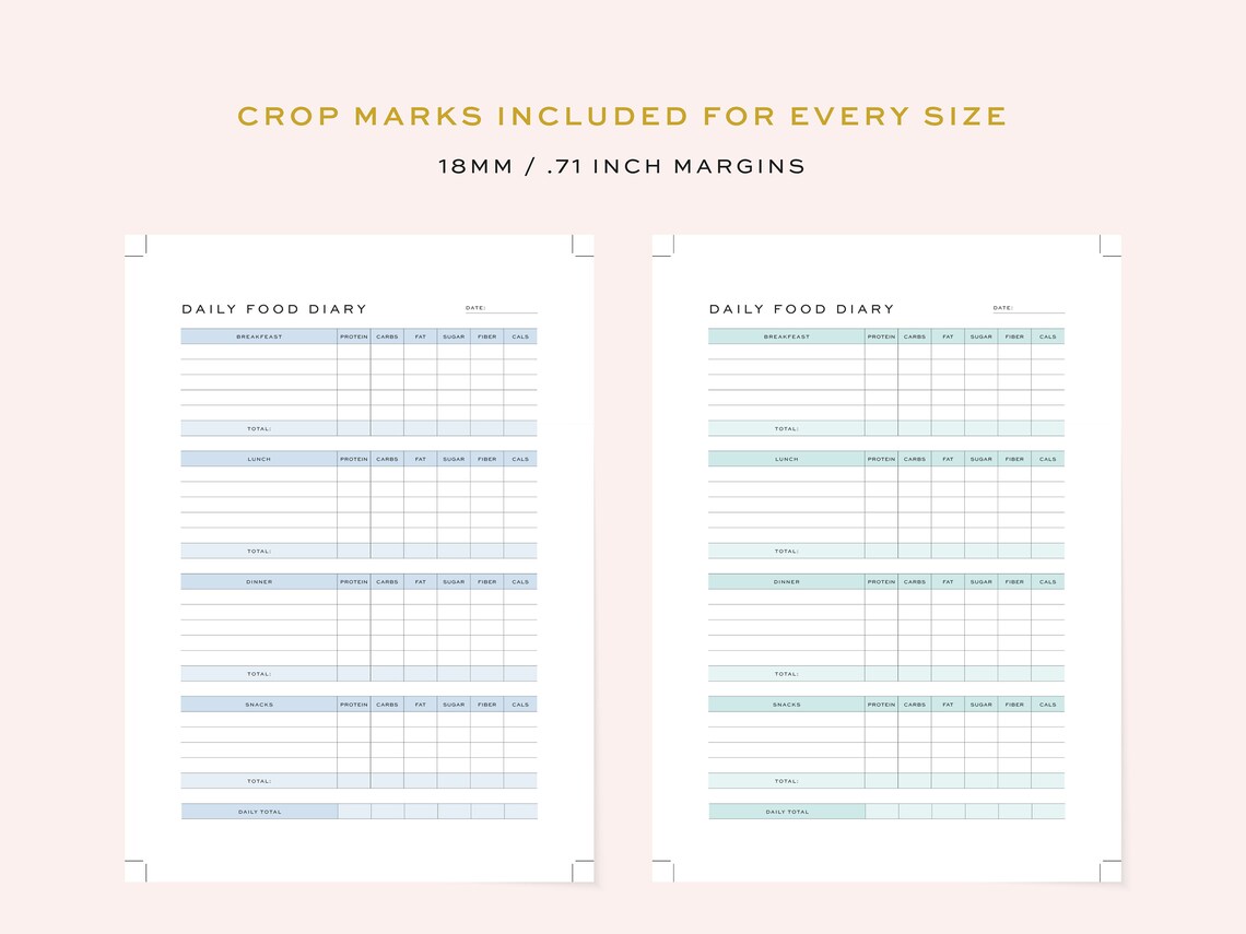 Printable Food Diary Fillable Daily Food Log Minimalist - Etsy UK