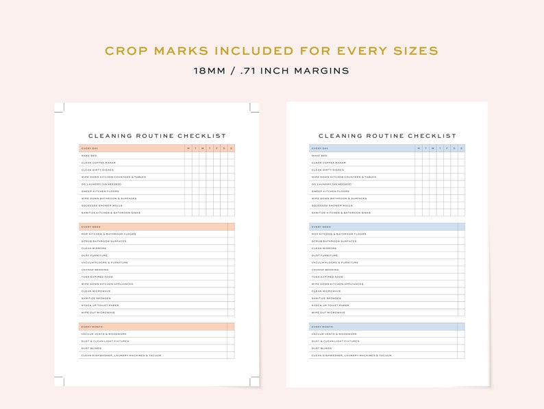 Printable Cleaning Routine Checklist Fillable Cleaning - Etsy UK