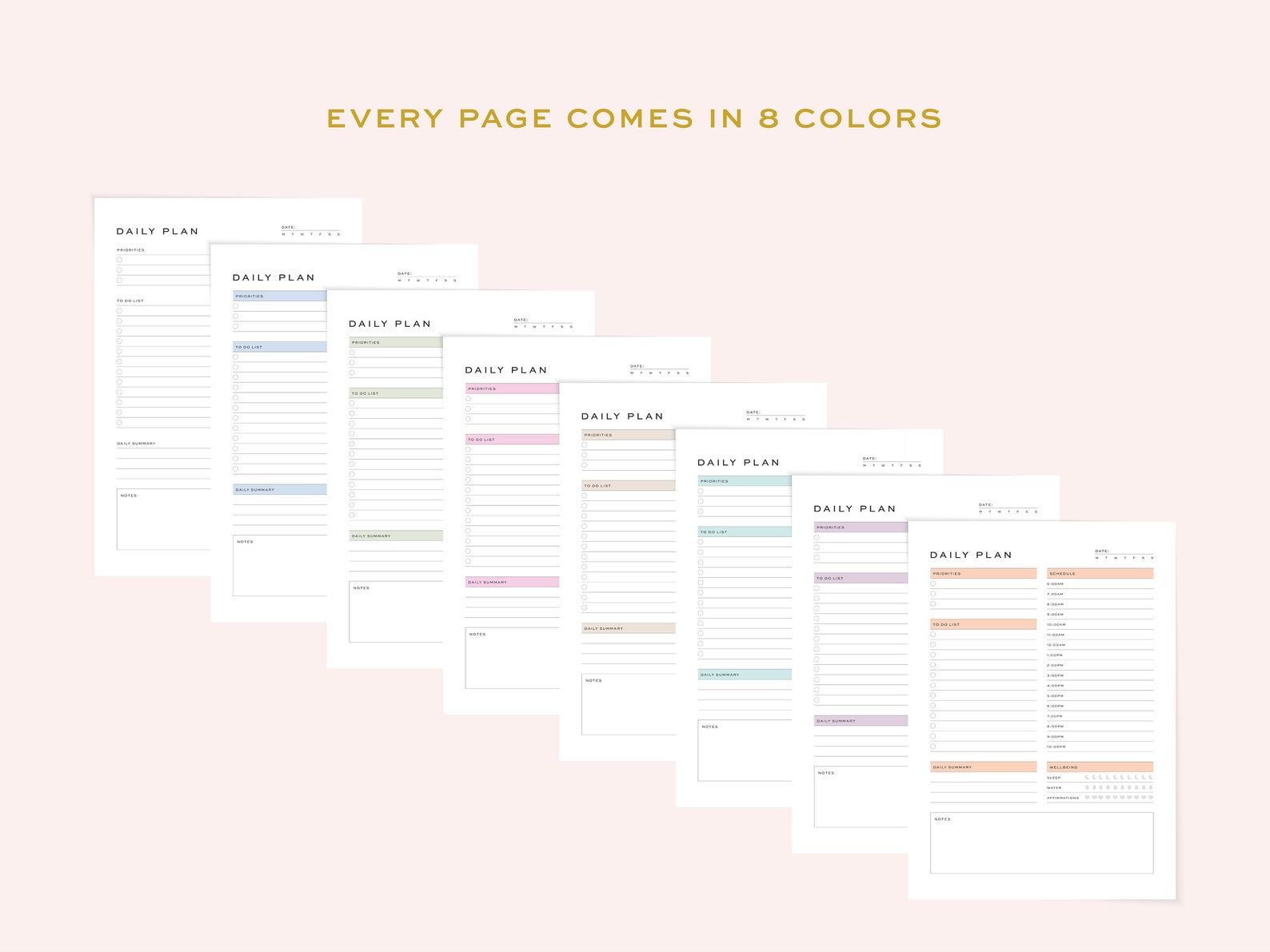 Printable Daily Planner, Fillable Undated Personal Minimal Blank Daily ...