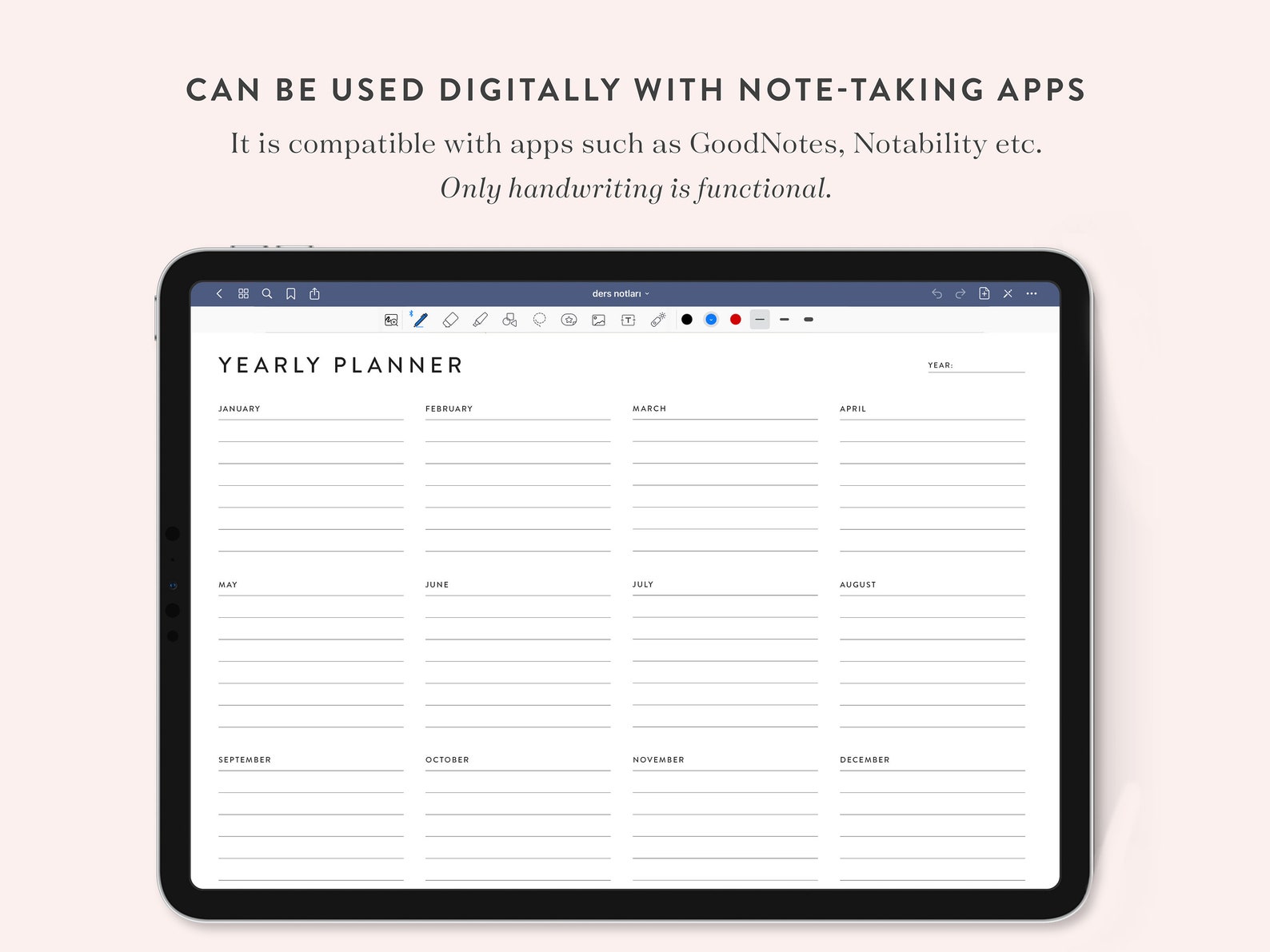 Printable Yearly Planner, Fillable | Undated Yearly Planner, Year at A ...