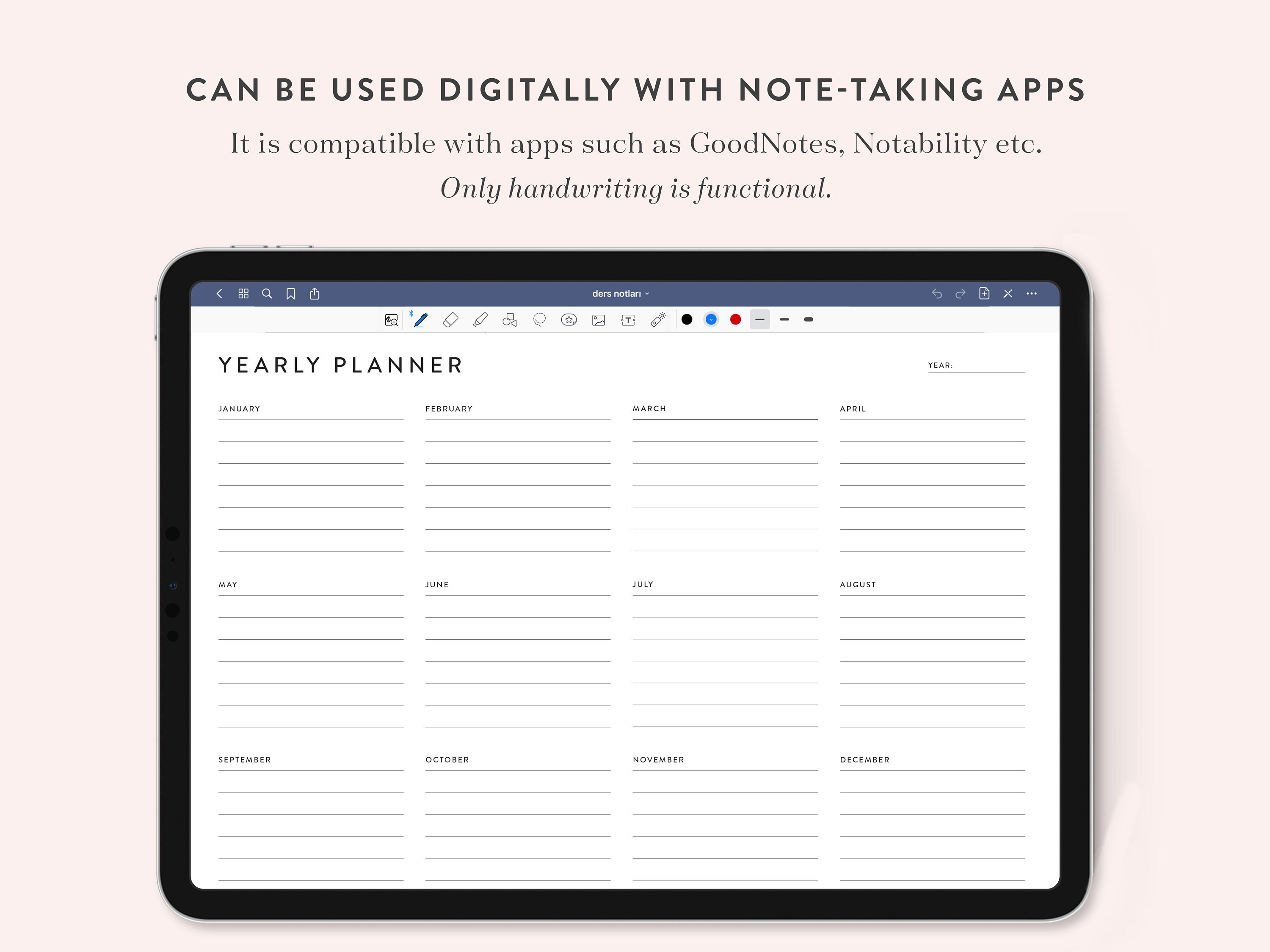 Printable Yearly Planner, Fillable | Undated Yearly Planner, Year at A ...