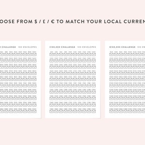 Printable 100K 100 Envelopes Challenge, Fillable 100K Savings Challenge ...