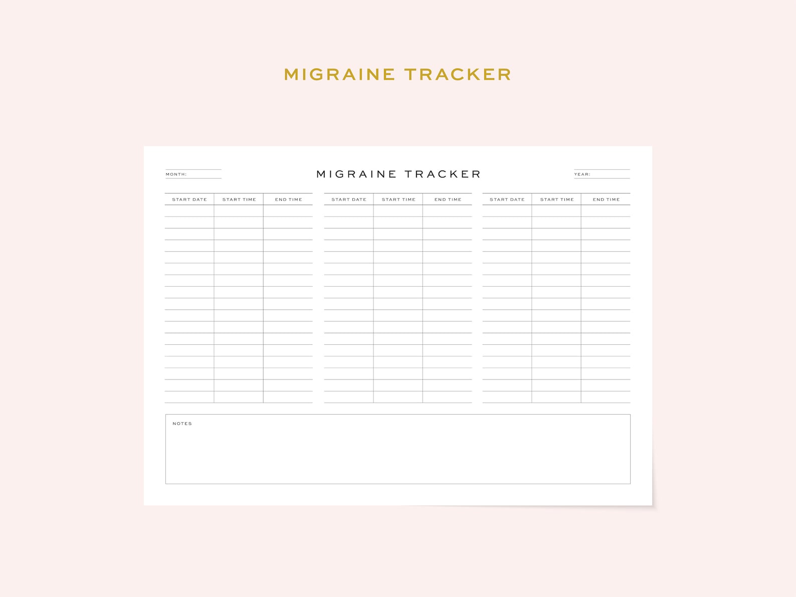 Printable Migraine Tracker | Monthly Migraine Trackers: Migraine ...