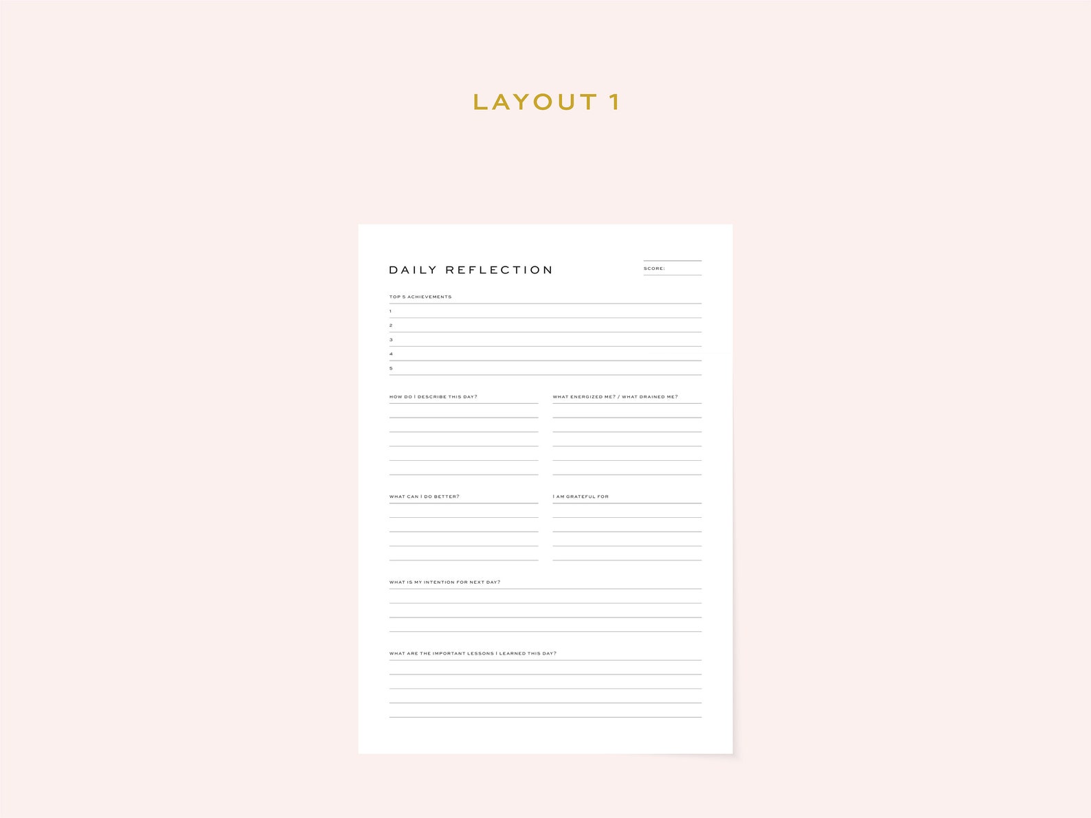 Printable Daily Reflection Fillable Daily Review Template - Etsy