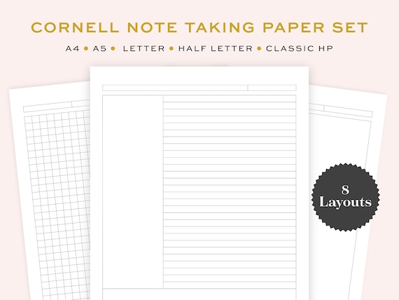 Printable Cornell Notes Paper PDF Blank Cornell Note Sheets - Etsy
