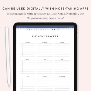 Printable Birthday Tracker, Fillable Birthday Log, Birthday List ...