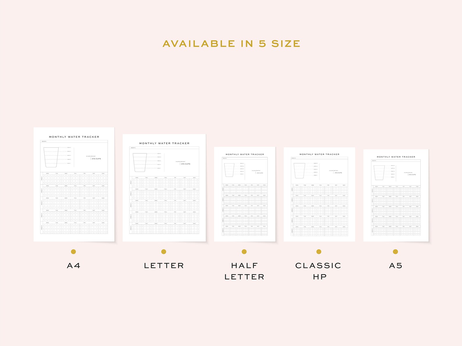 Printable Water Tracker / Reminder, Fillable | Monthly Water Intake | 5 ...