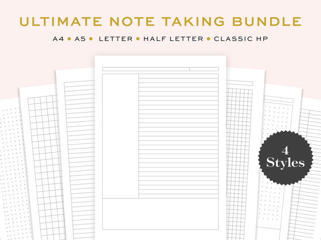 Printable Note Taking Bundle Ruled / Lined Paper Cornell - Etsy