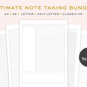 Printable Note Taking Bundle Ruled / Lined Paper Cornell - Etsy