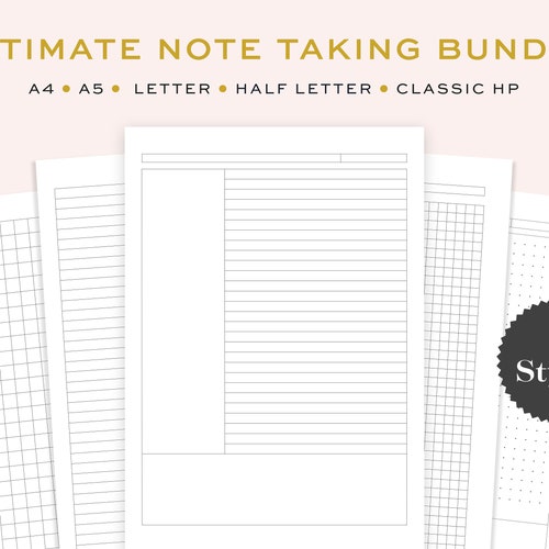 Printable Note Taking Bundle Ruled / Lined Paper Cornell - Etsy