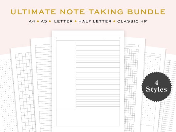 Printable Note Taking Bundle Ruled / Lined Paper Cornell - Etsy