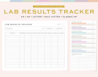 Printable Lab Results Tracker Annual Lab Results Chart, Lab Records A4 ...