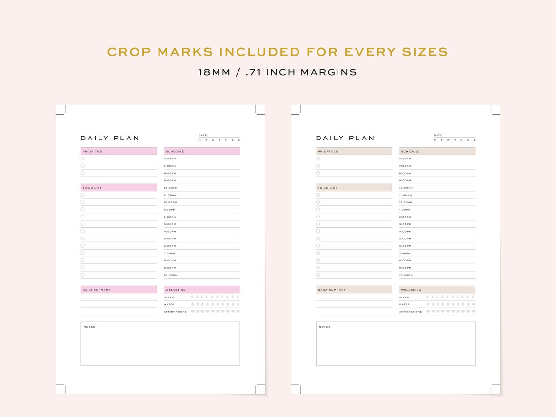 Printable Daily Planner, Fillable Undated Personal Minimal Blank Daily ...