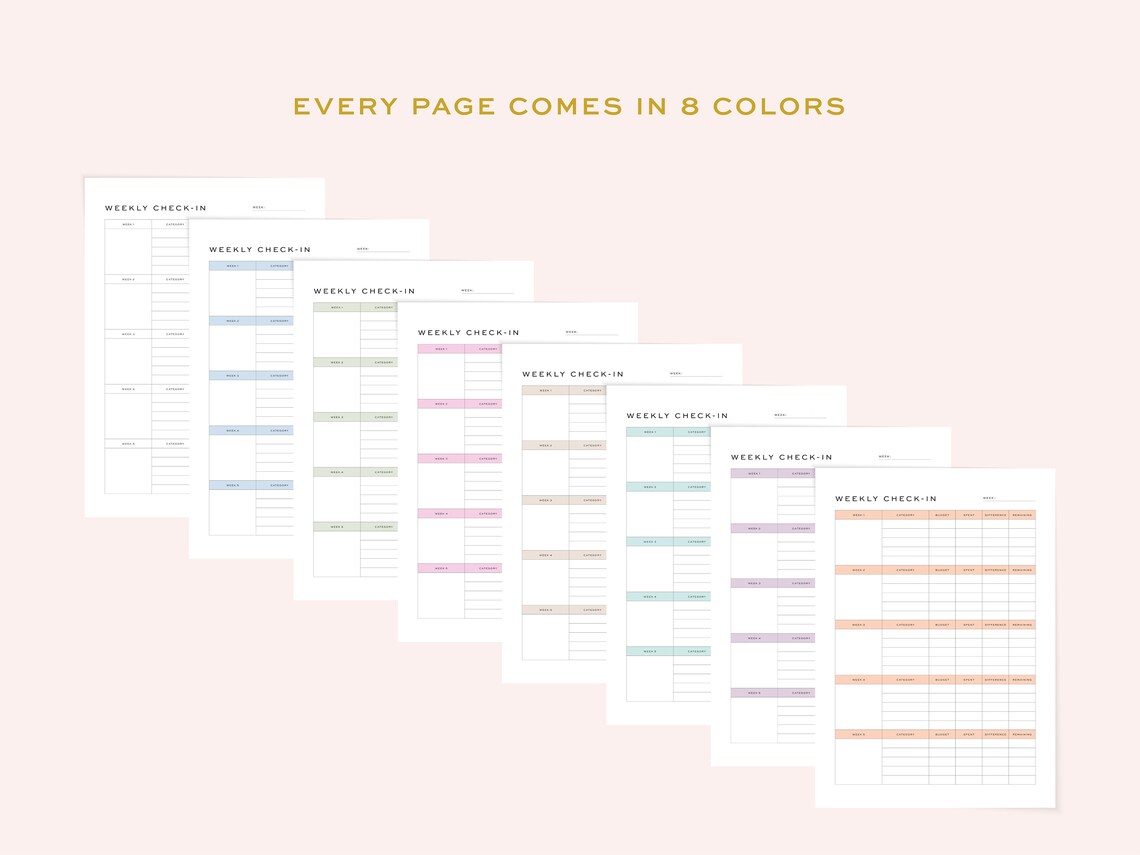 Weekly Check-in Template, Fillable Planner (digital Download) - Etsy