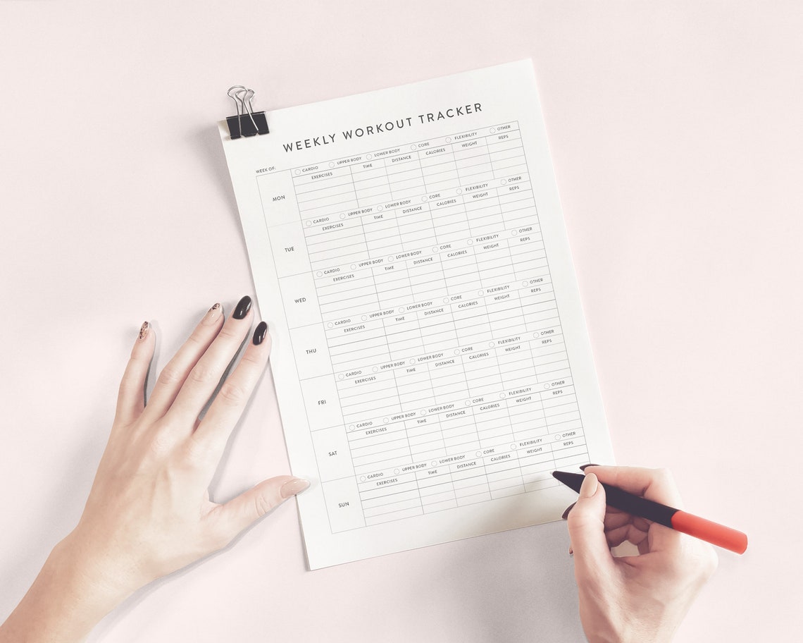 Printable Weekly Workout Tracker Fillable Workout Planner - Etsy
