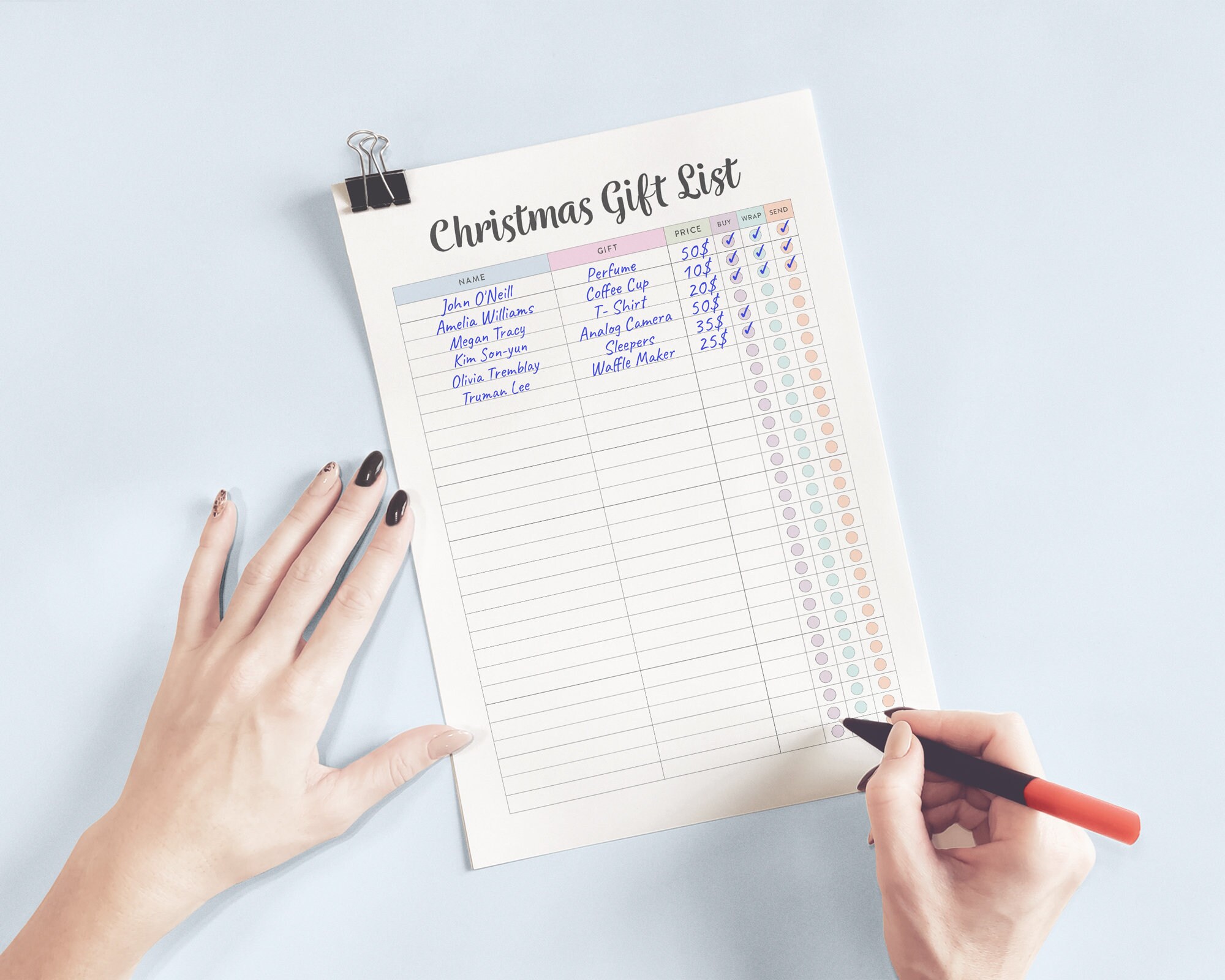 Printable Christmas Gift List Tracker, Fillable Christmas Template ...