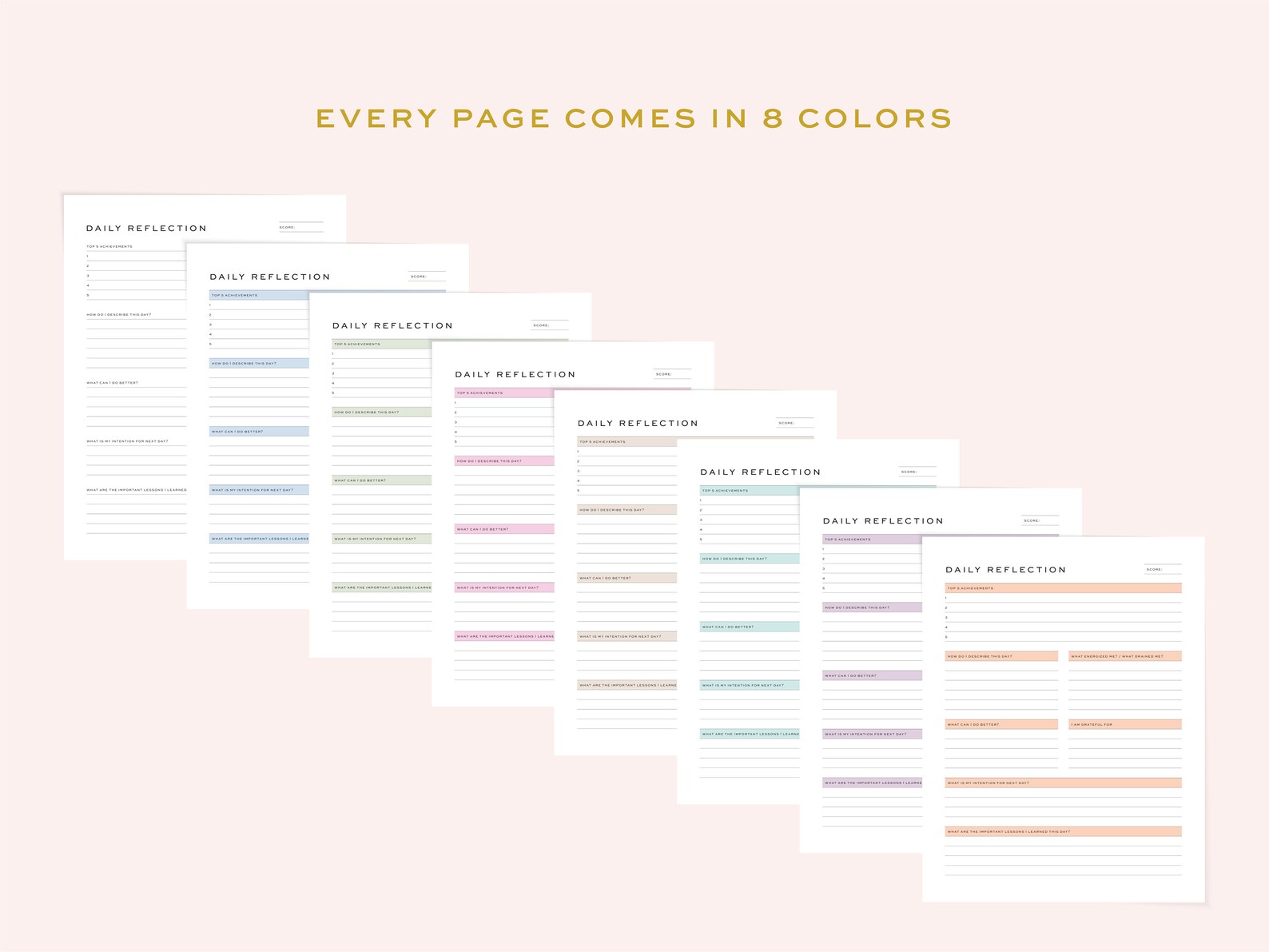 Printable Daily Reflection Fillable Daily Review Template - Etsy