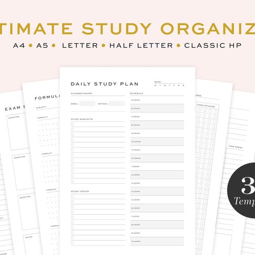 Student Planner Printable Set Student Exam Prep Kit - Etsy