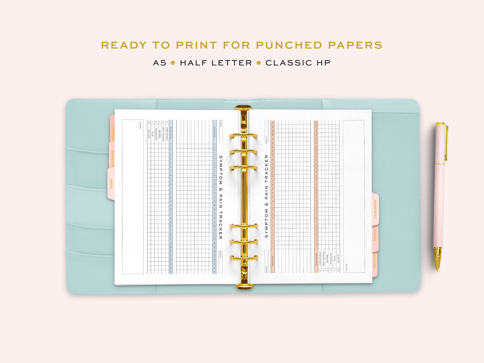 Printable Symptom and Pain Tracker Monthly Pain Level Tracker, Planner ...