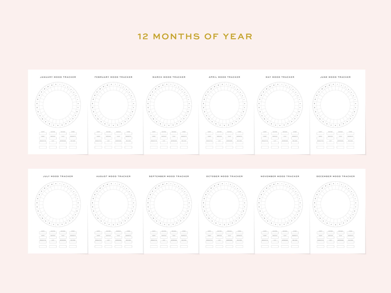 Printable Mood Tracker 12 Months Mood Tracker Planner 5 - Etsy